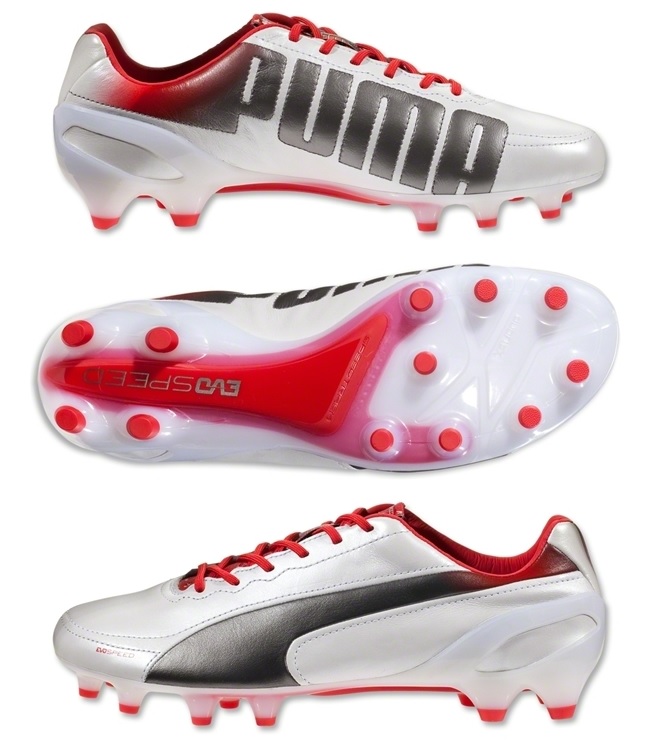 PUMA EVOSPEED 1.2 – WHITE-SILVER-RED - Voetbalshirtjes.com